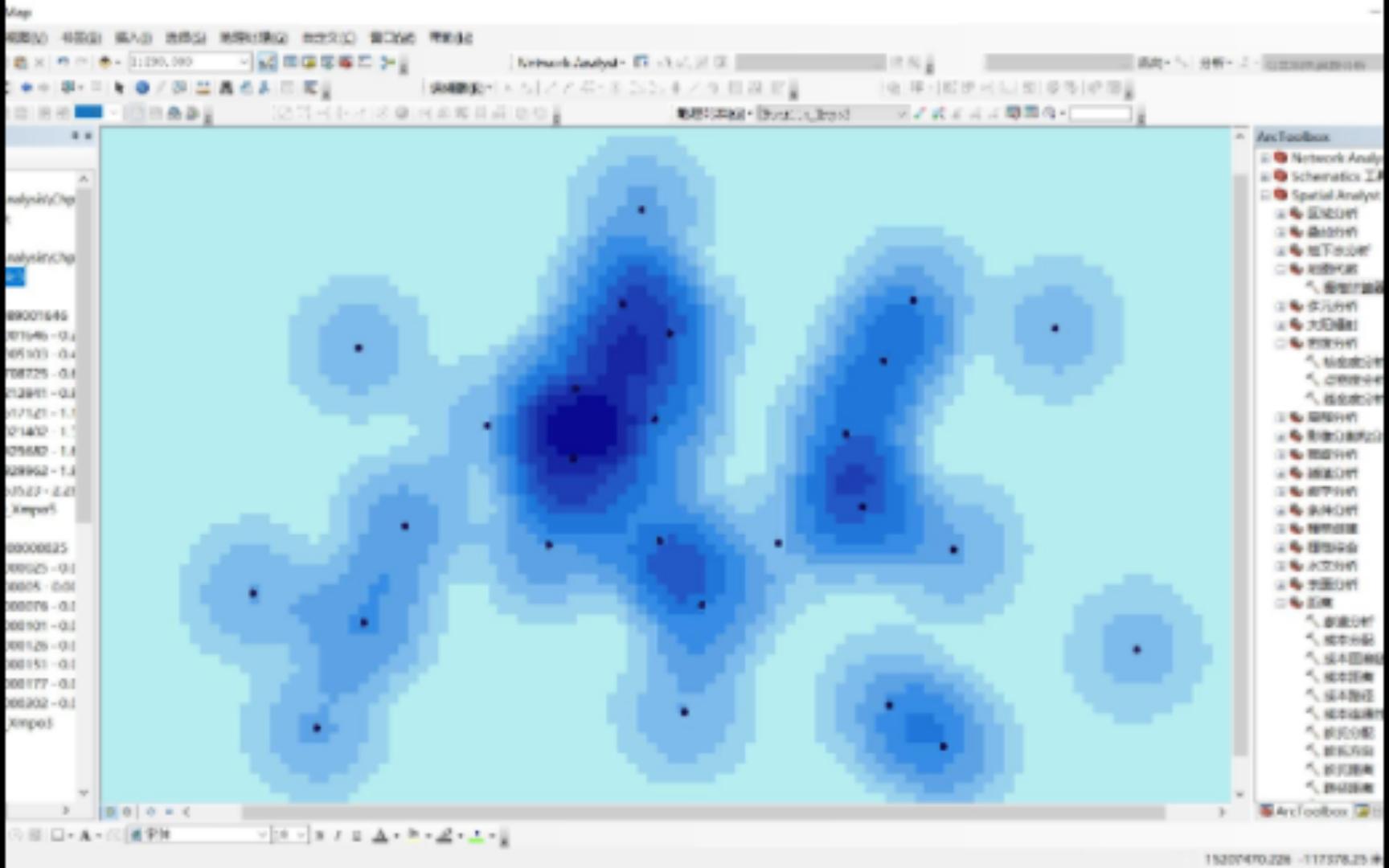 基于arcgis对poi数据点进行核密度分析