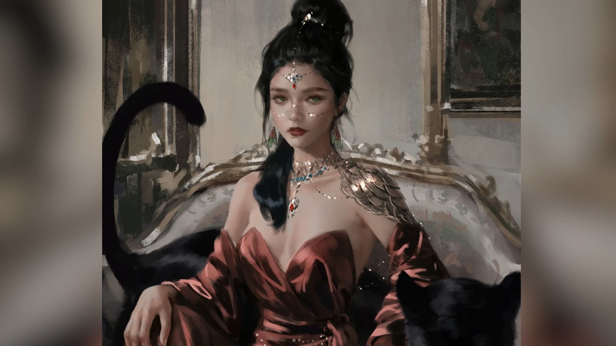 【WLOP绘画过程】肖像系列（风曳）【鬼刀】-wlop--wlop--哔哩哔哩视频