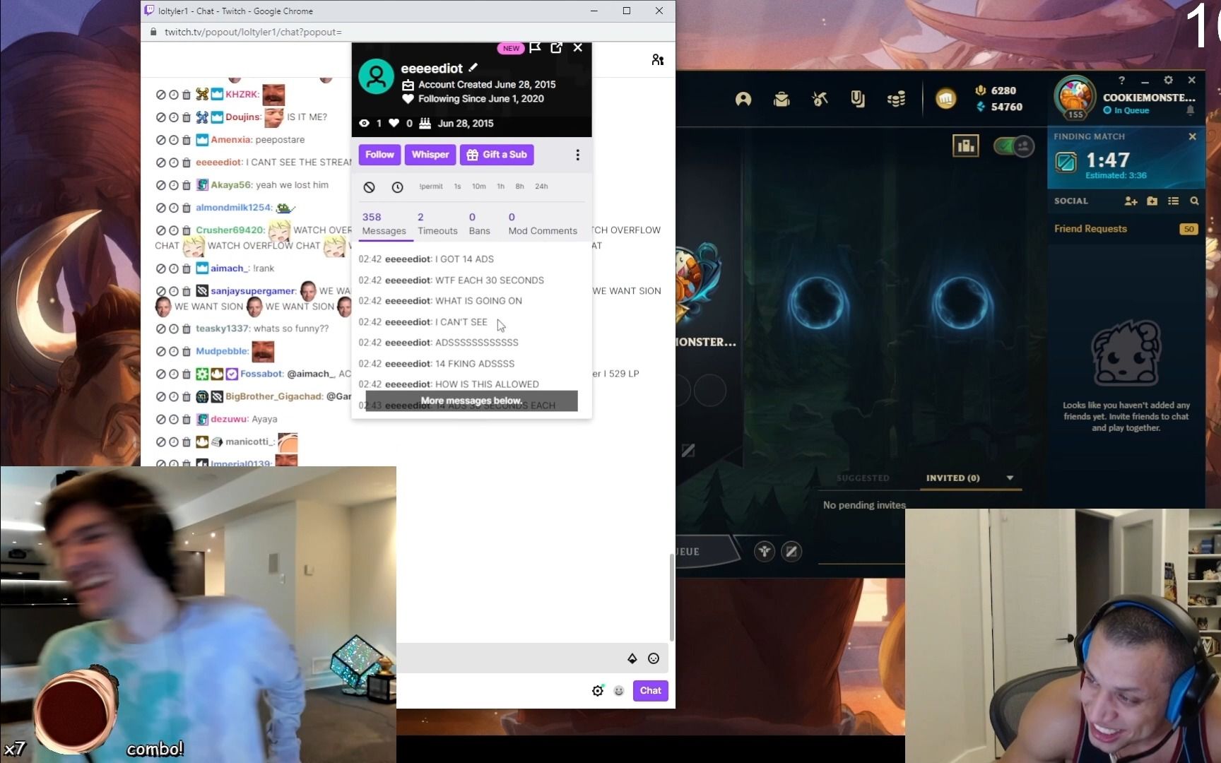 xQc 大笑 tyler1看自己观众吐槽广告太多_哔哩哔哩_bilibili