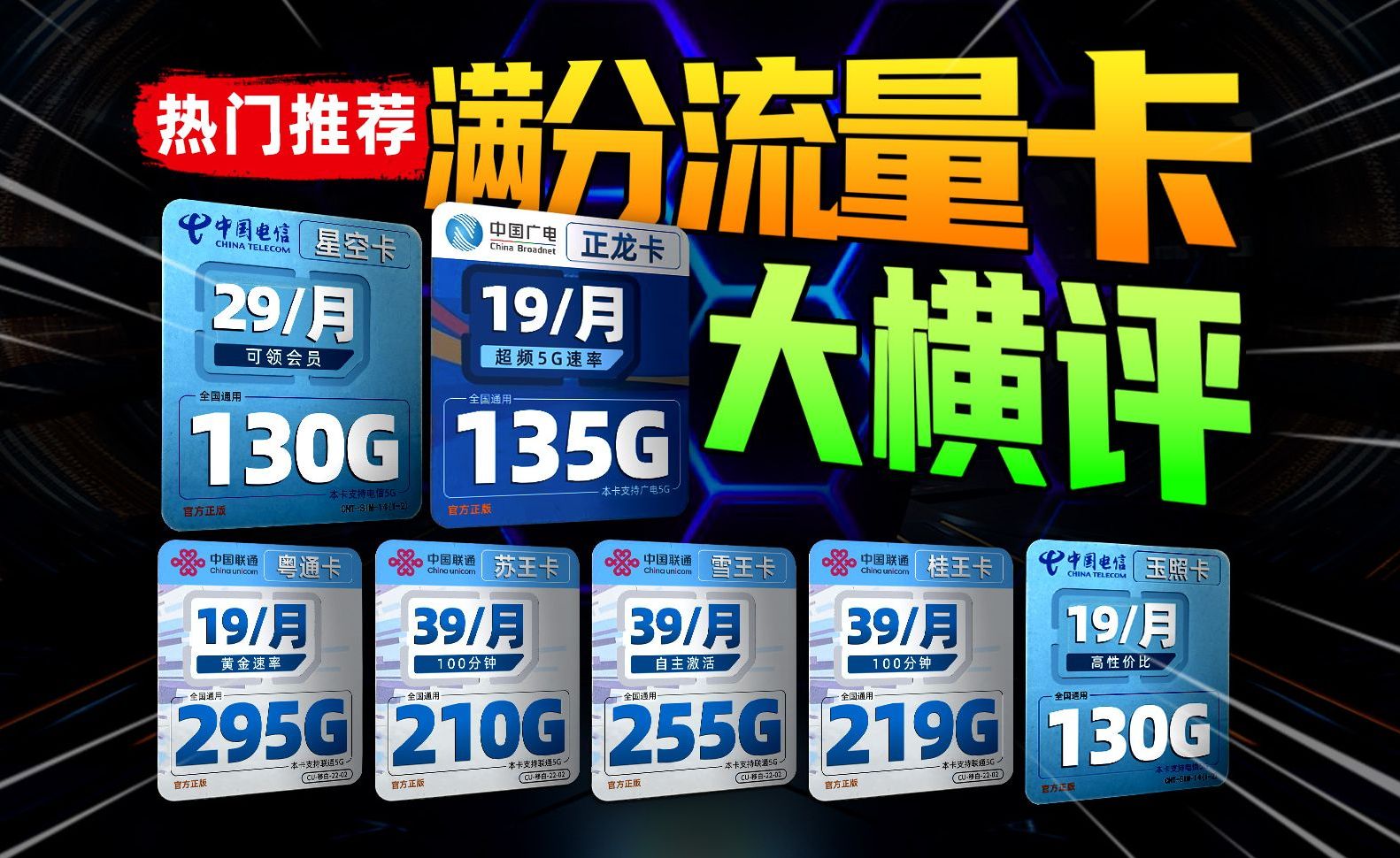 2024全年流量卡大横评！19-39价位，130G~295G流量段神卡合集，5G流量卡推荐，手机卡、电话卡、流量卡推荐，2024流量卡推荐，随身WiFi宽带-搞卡评测室-搞卡评测室-哔哩哔哩视频