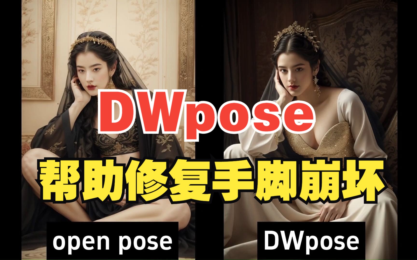 stable diffusion当前最强骨骼识别DWpose 帮助修复手脚崩坏-NamelessMan-AI画图-哔哩哔哩视频