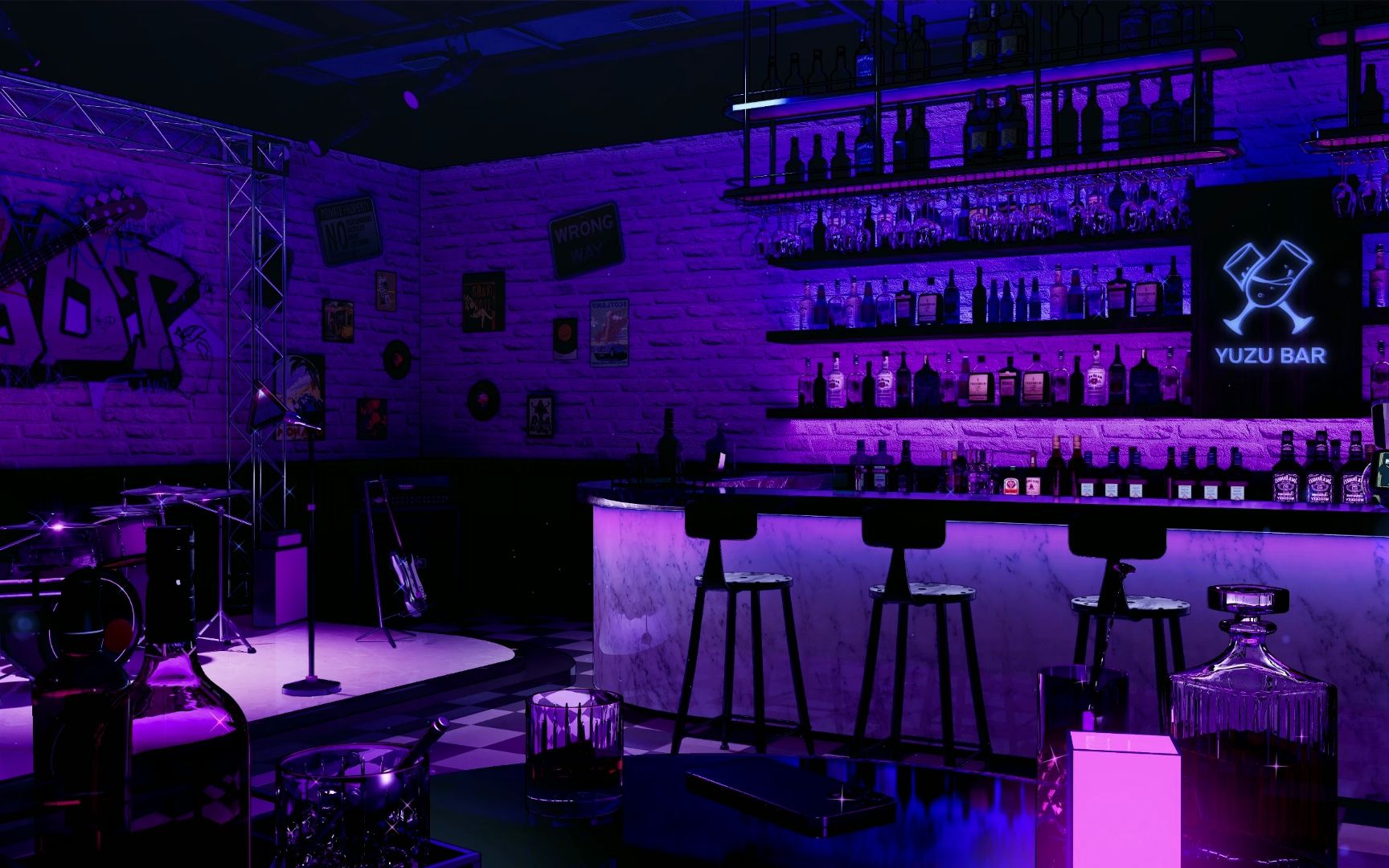 【酒吧】全5色VUP虚拟主播直播间背景场景素材-柚子呀百货商店-柚子呀百货商店-哔哩哔哩视频