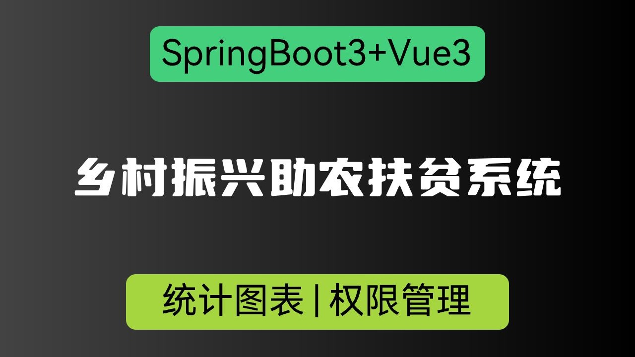 【原创教程-已完结】SpringBoot3 + Vue3 乡村振兴助农扶贫系统 毕业设计-Java导航网-Java导航网-哔哩哔哩视频