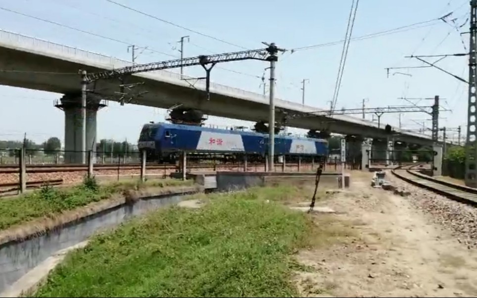 双机郑局郑段HXD1B通过谢集站_哔哩哔哩_bilibili