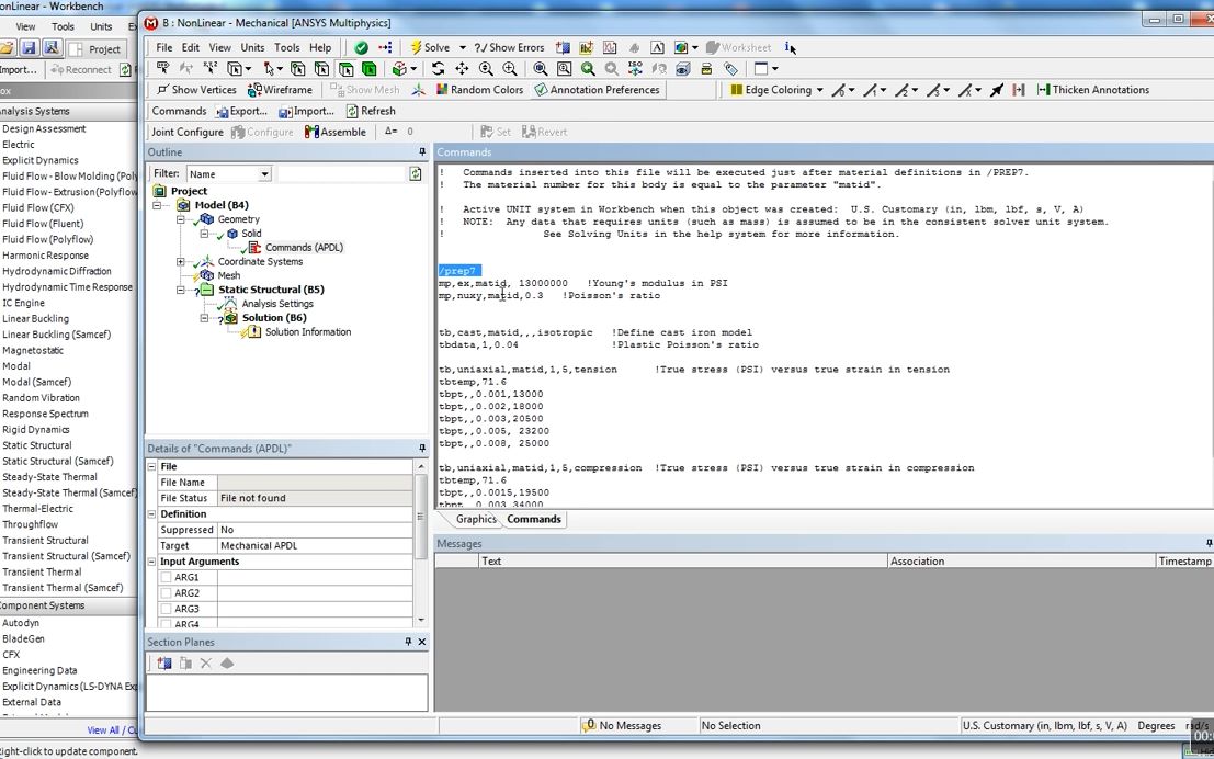 Ansys workbench插入APDL定义非线性材料属性_哔哩哔哩_bilibili