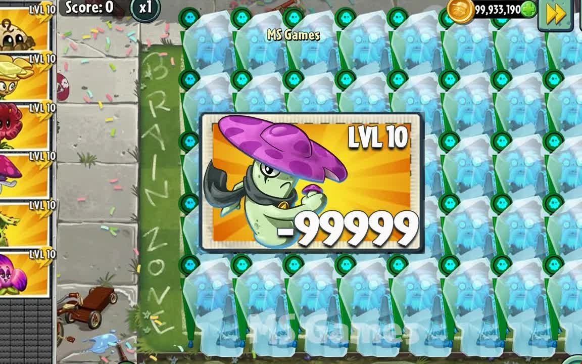 PvZ 2 - 夜盆帽 和 所有植物 最高等级 对抗 40 个冰冻草坪法师僵尸 - 哪个植物最强?-MSGames-MSGames-哔哩哔哩视频