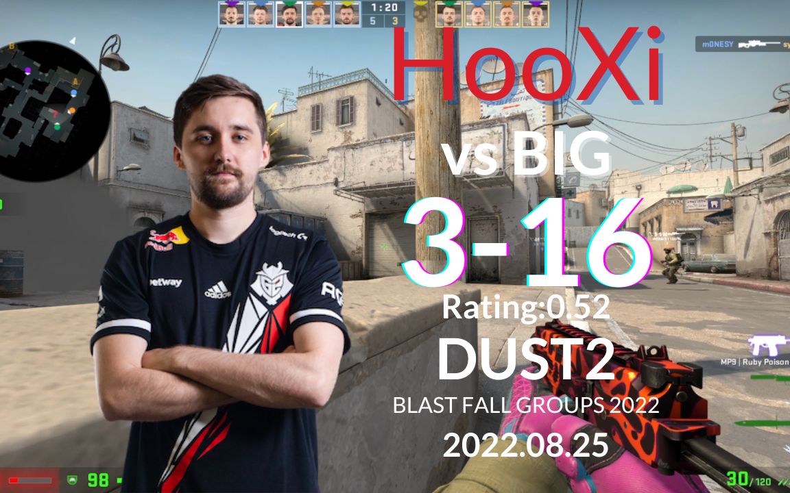 🔥呼吸哥 G2 HooXi (3-16) 对阵 BIG (沙2) @ BLAST秋季小组2022_电子竞技热门视频