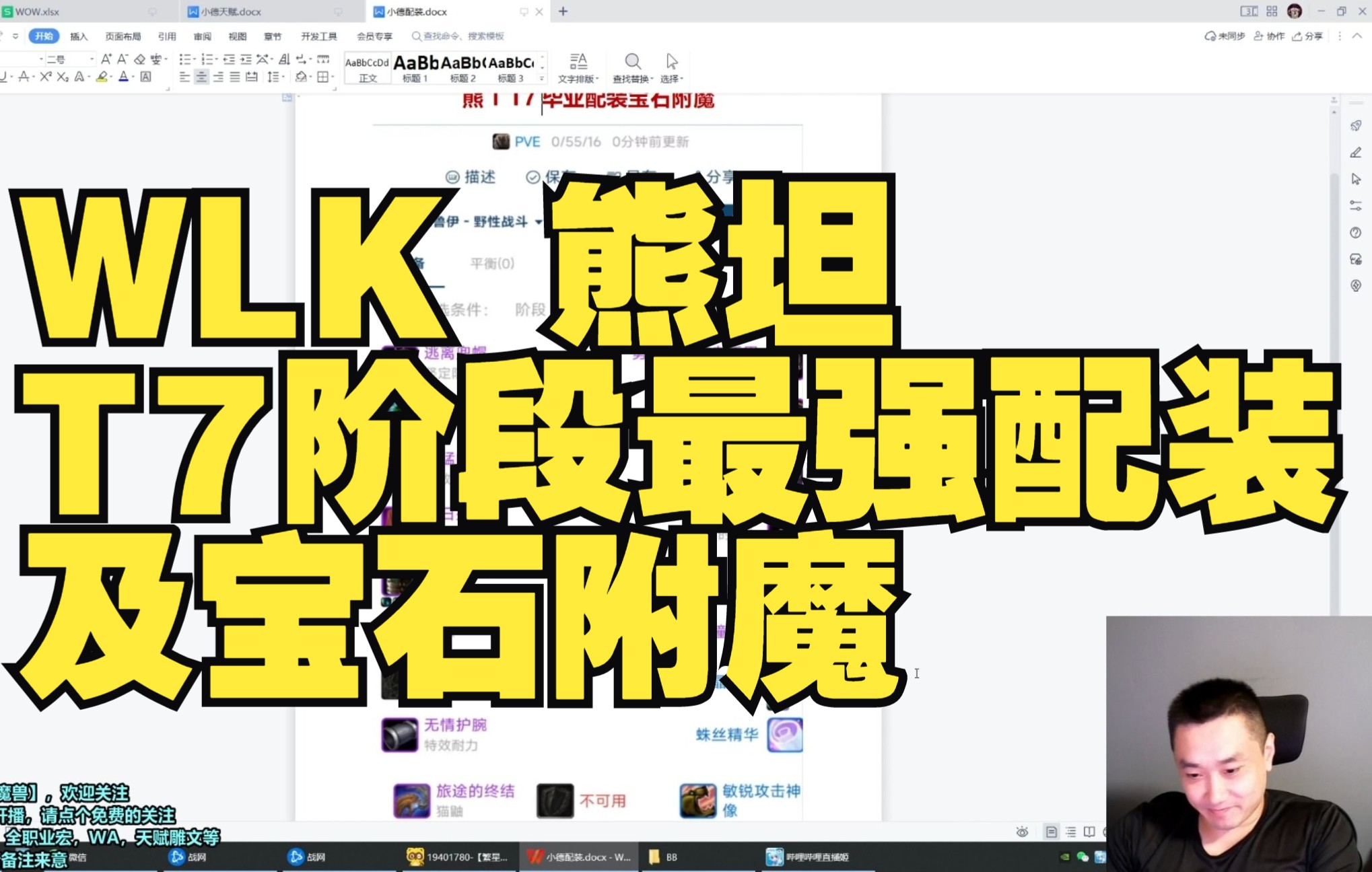 老莫魔兽世界WLK熊T T7阶段毕业配装宝石附魔_哔哩哔哩bilibili_魔兽世界_教学