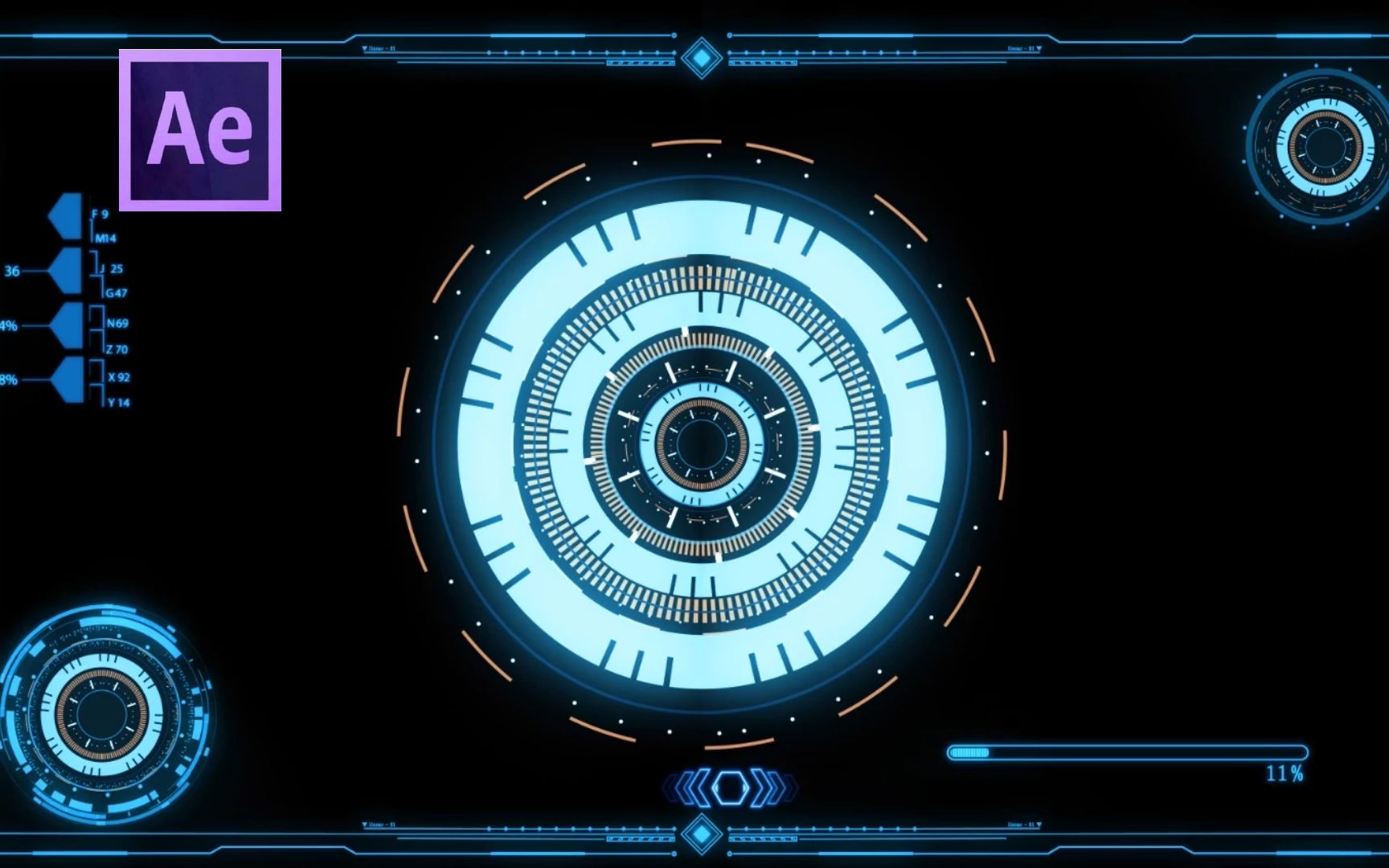 【AE教程】速看！赛博朋克必备HUD效果教程！_哔哩哔哩_bilibili