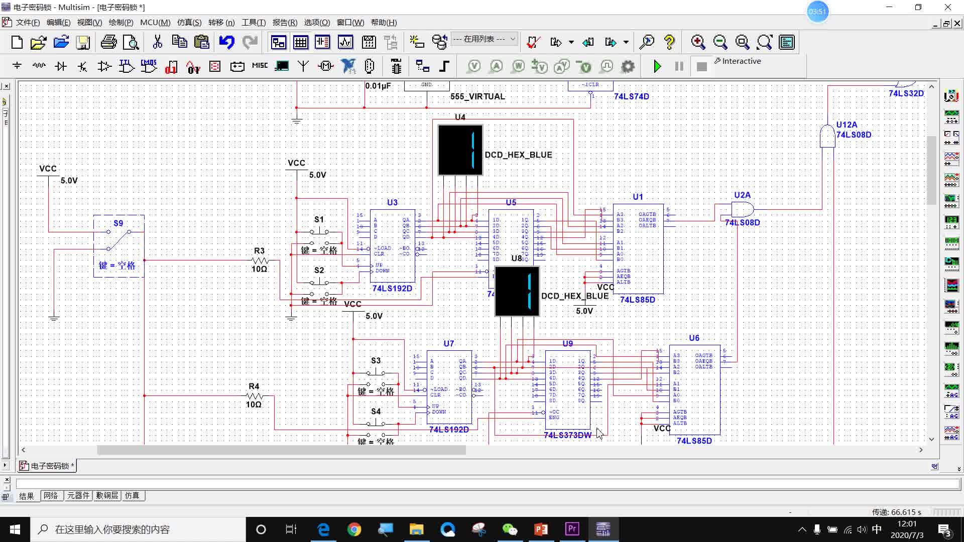 multisim仿真3位十进制电子密码锁 含文件教程_哔哩哔哩 (゜-゜)つロ 干杯~-bilibili