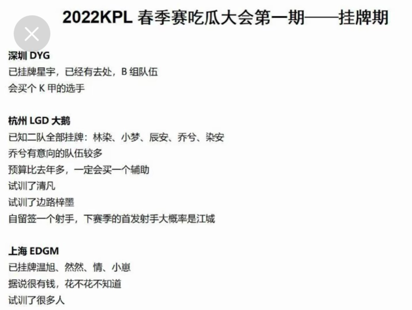 2022年KPL春季赛转会期吃瓜大会，一切等官方为准。_哔哩哔哩_bilibili