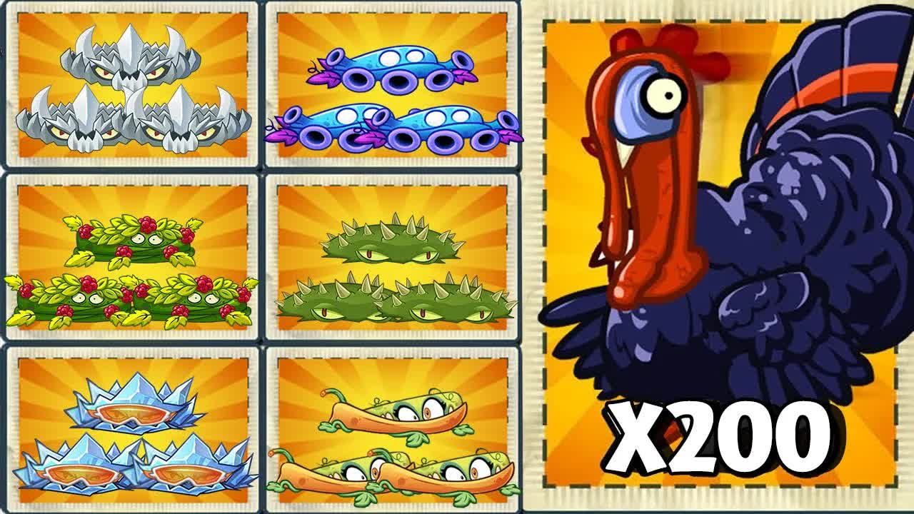 随机团队相同植物强化 对抗200只火鸡僵尸 - PvZ 2 小游戏-MSGames-MSGames-哔哩哔哩视频