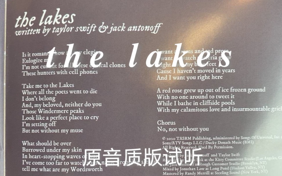 【Taylor Swift】the lakes｜folklore 豪华版歌曲试听_哔哩哔哩_bilibili