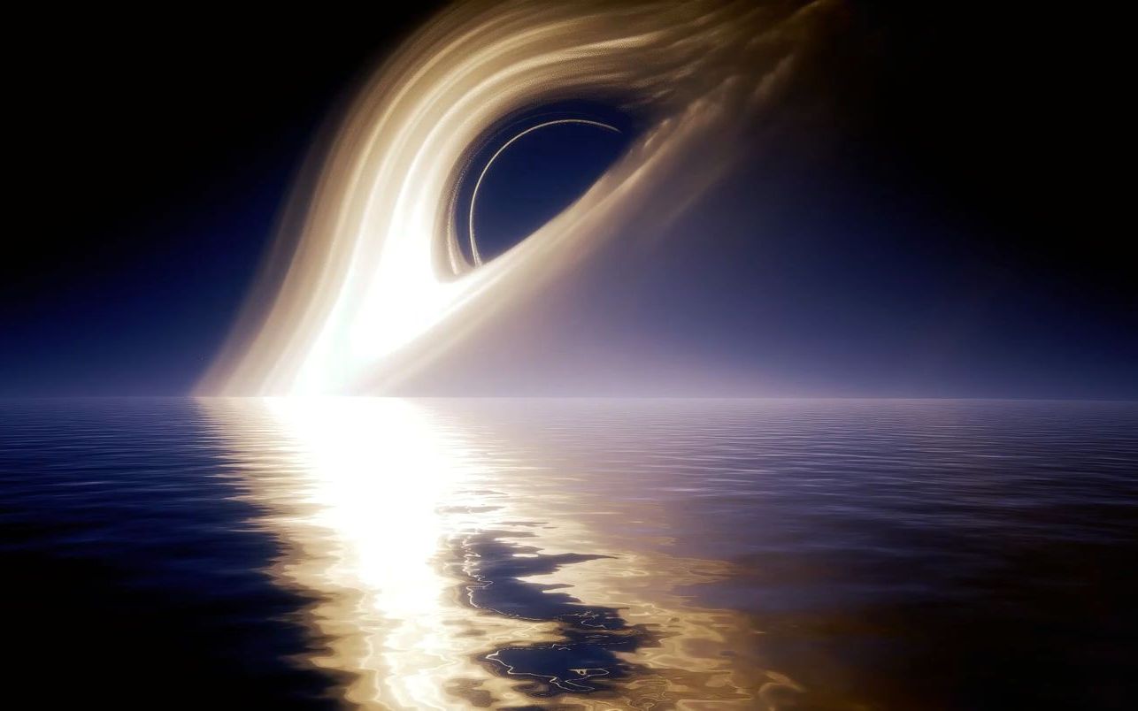 宇宙模拟器Space Engine 新版黑洞在行星海洋海面上的倒影效果_哔哩哔哩_bilibili