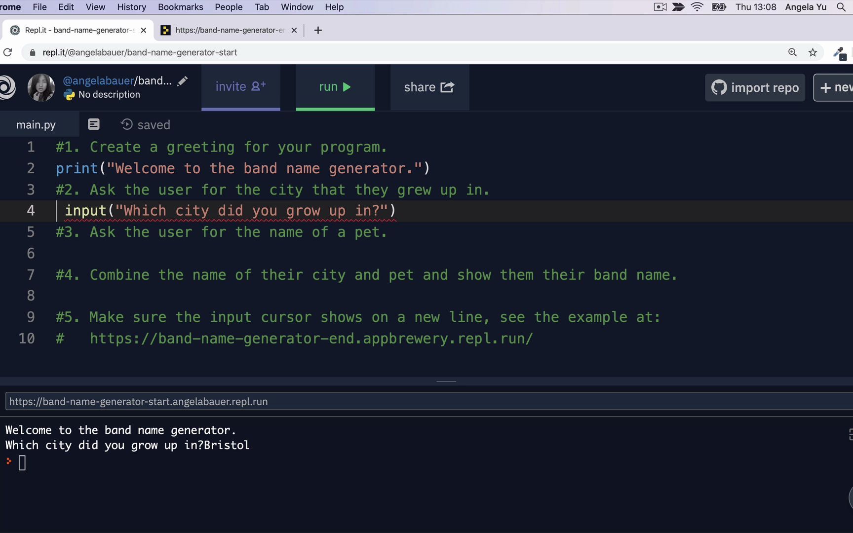 015 Day 1 Project_ Band Name Generator_哔哩哔哩_bilibili