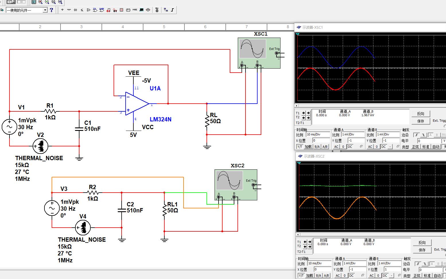 multisim仿真对比一阶无源滤波电路与一阶有源滤波电路的效果异同_哔哩哔哩_bilibili