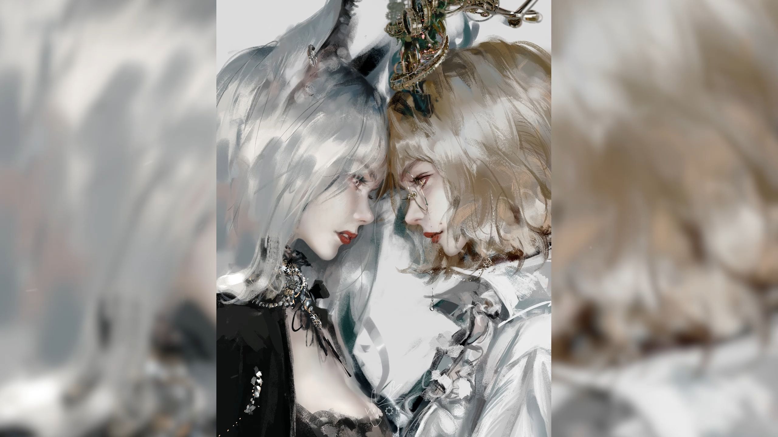 【WLOP绘画过程】银月&漓吻 【夭梦】-wlop--wlop--哔哩哔哩视频