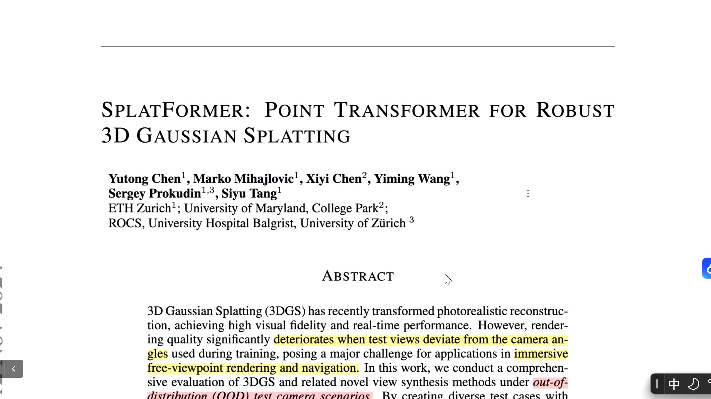 【三维重建】SplatFormer：Point Transformer用于鲁棒的3D Gaussian Splatting - 视频下载 Video Downloader