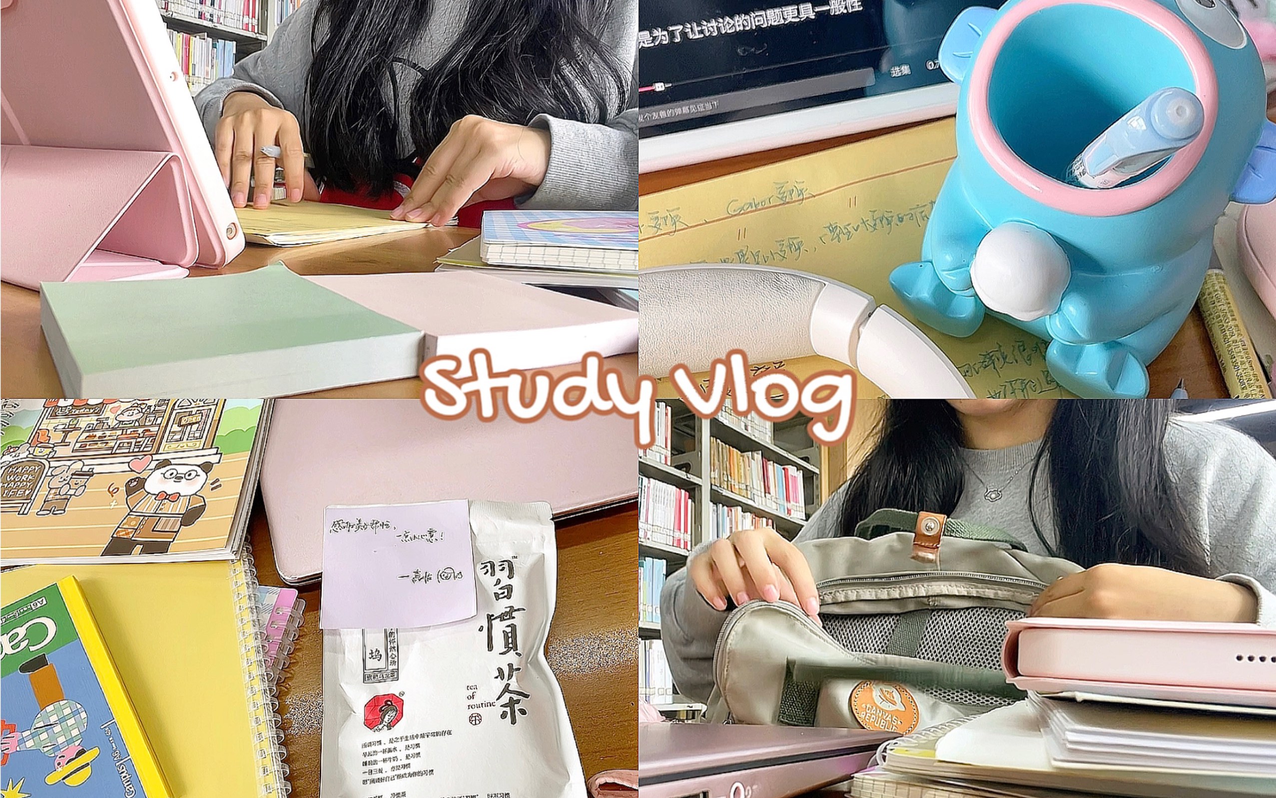 Study Vlog | 泡图书馆的8H·周末自律·读书的拟人最美丽·沉浸学习-虾球不困--虾球不困--哔哩哔哩视频