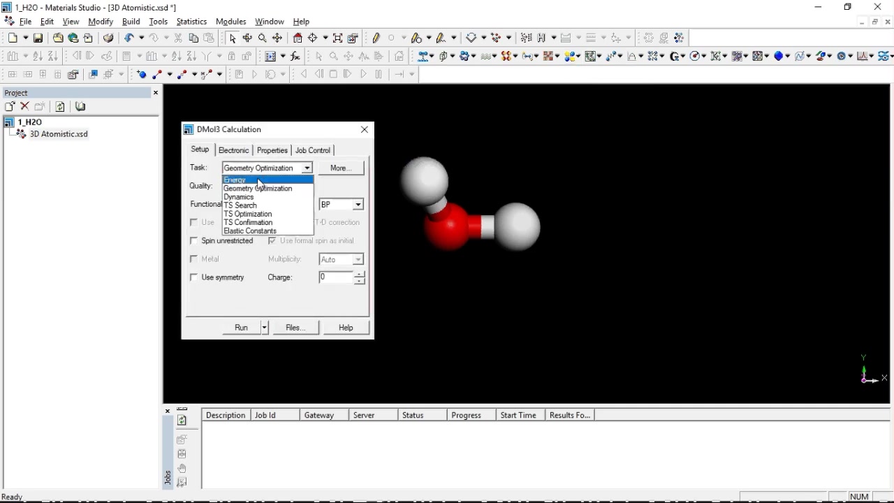 Materials Studio Tutorial 2_ H2O geometry optimization and vibrational modes_哔哩哔哩_bilibili