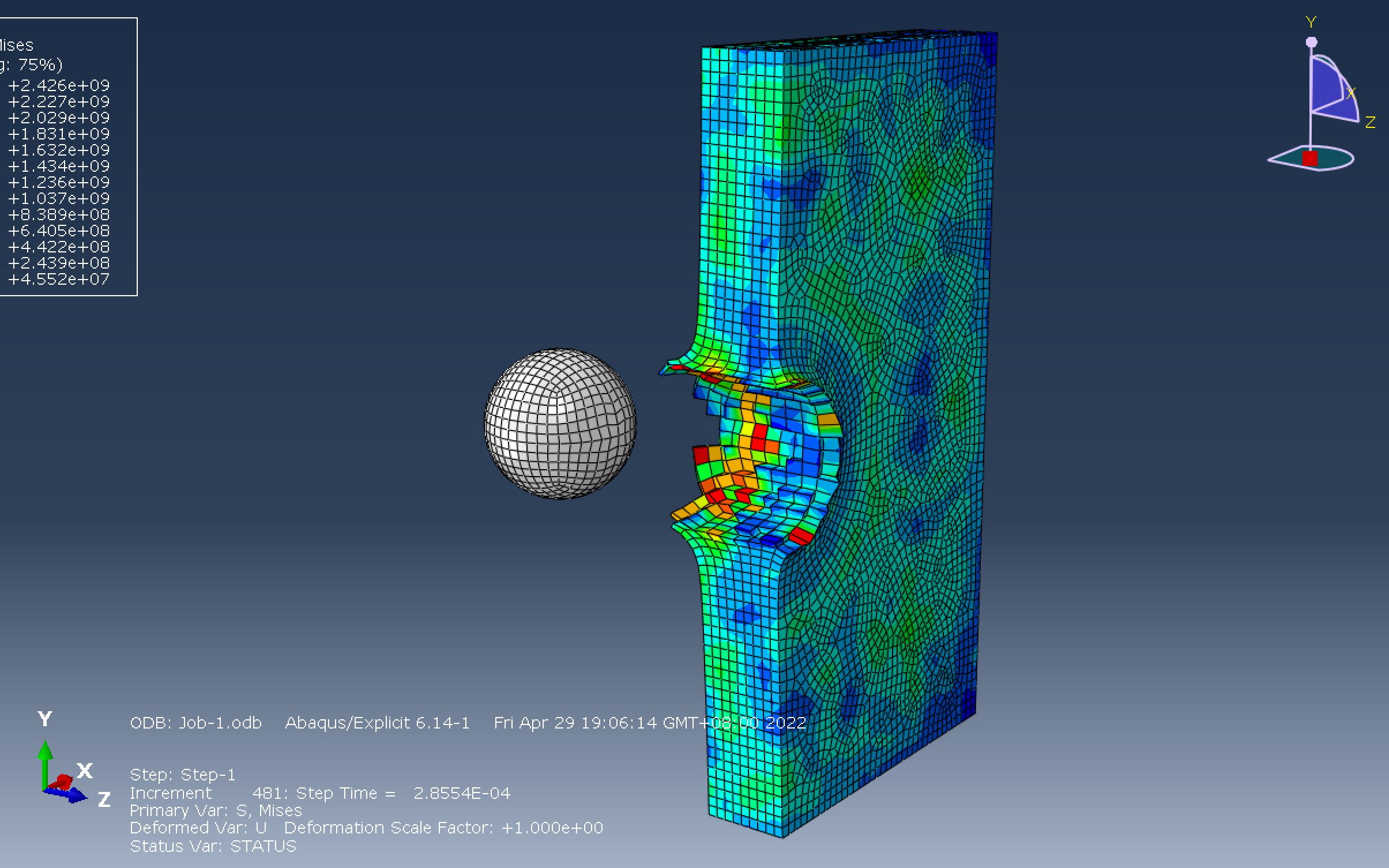 abaqus模拟子弹穿破钢板上