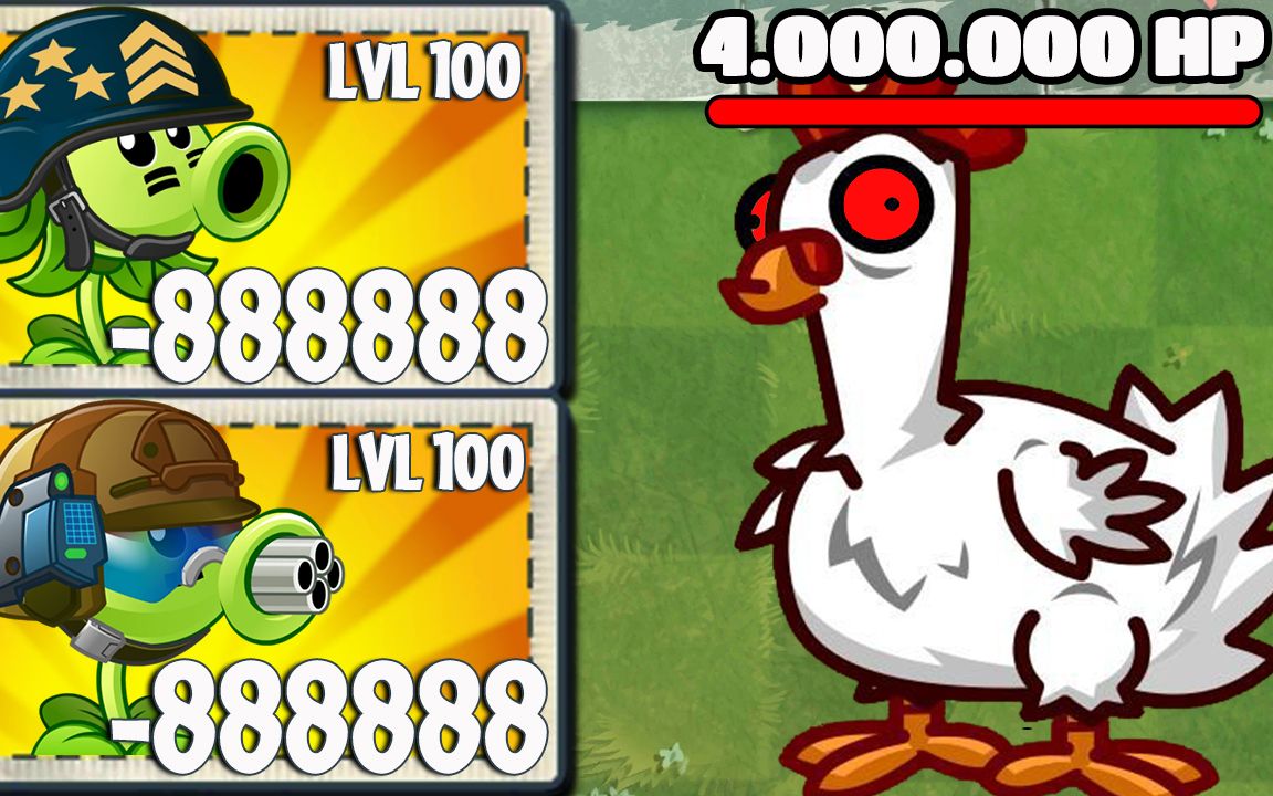 PvZ 2 挑战 - 35 个超级植物等级 100强化对抗 5 个老板鸡僵尸-MSGames-MSGames-哔哩哔哩视频