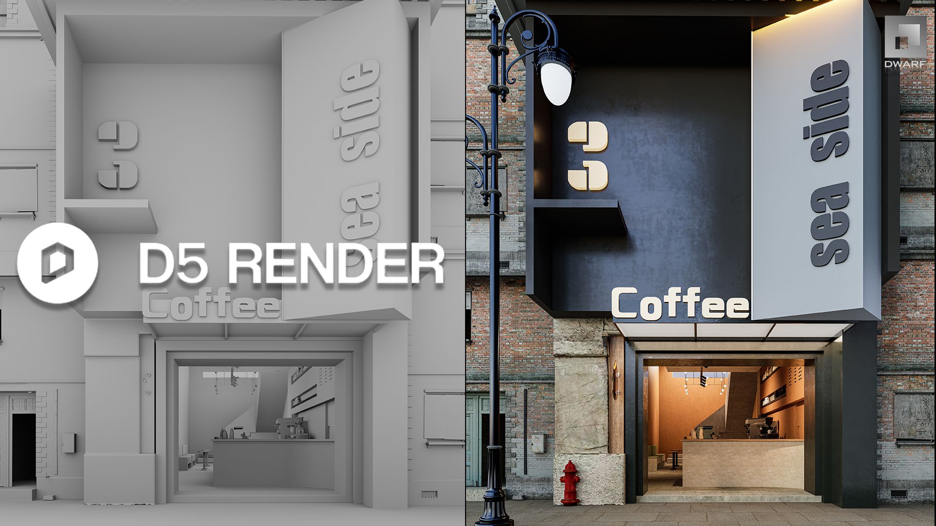 【D5教学】如何使用D5渲染器制作写实街边咖啡厅‖写实室外渲染教学‖DWARF渲染工作室制作-常喜io-D5教学-哔哩哔哩视频