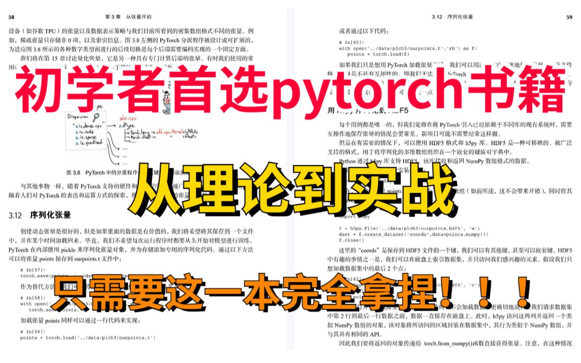 【只看不练，等于白看！】这绝对是pytorch实战首选书籍，从基础理论到大型项目实战一步一步带着你学！！！ 阿坚学不会ai 阿坚学不会ai 哔