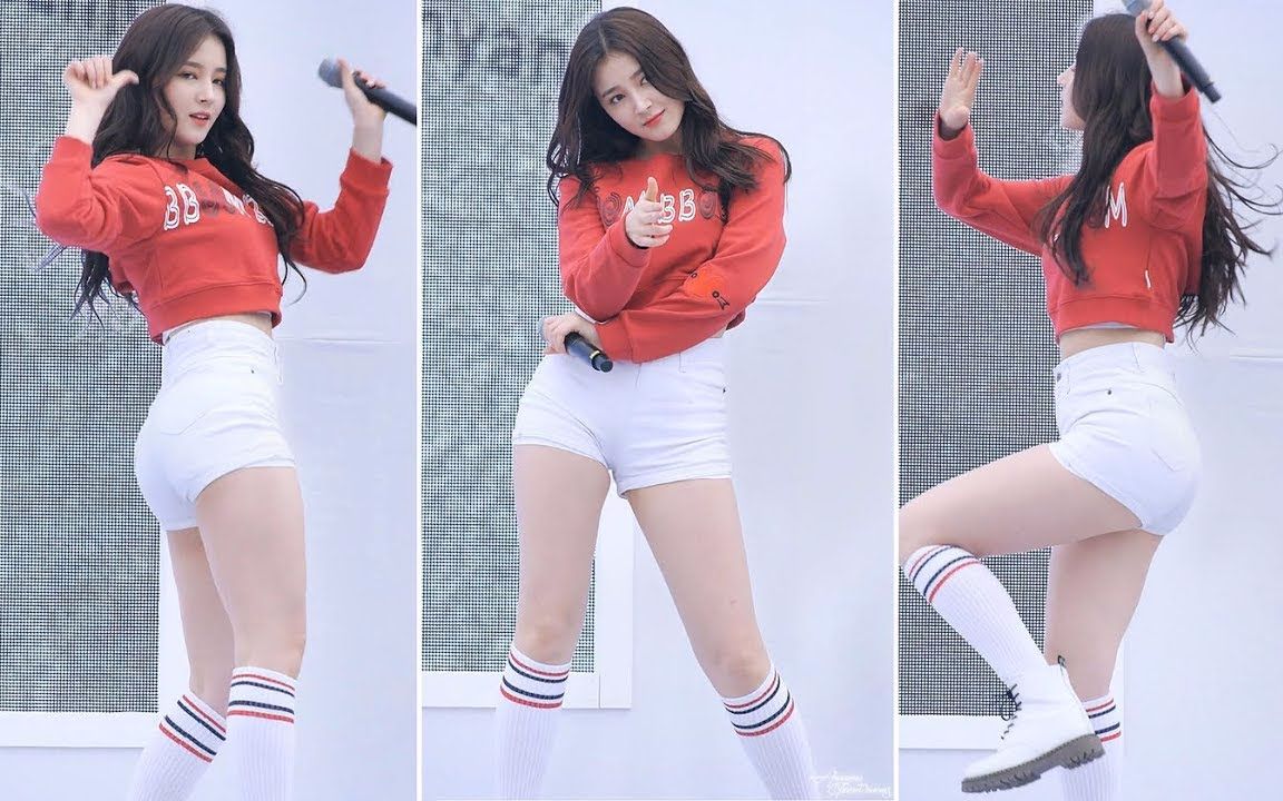 【手机竖屏】MOMOLAND - NANCY天使的面孔魔鬼身材白色短裤_哔哩哔哩_bilibili