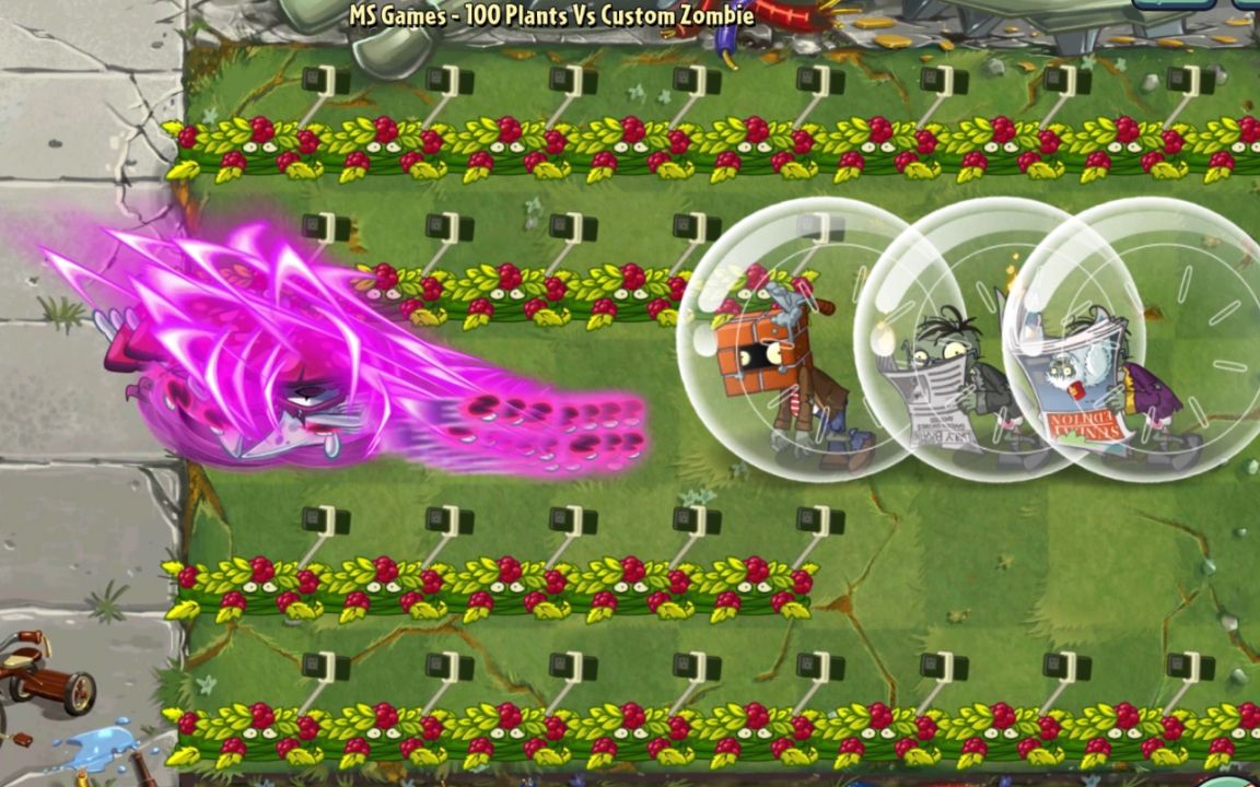 PvZ 2 挑战 - 100 植物满级对抗汉堡球僵尸团队 x70000 HP-MSGames-MSGames-哔哩哔哩视频