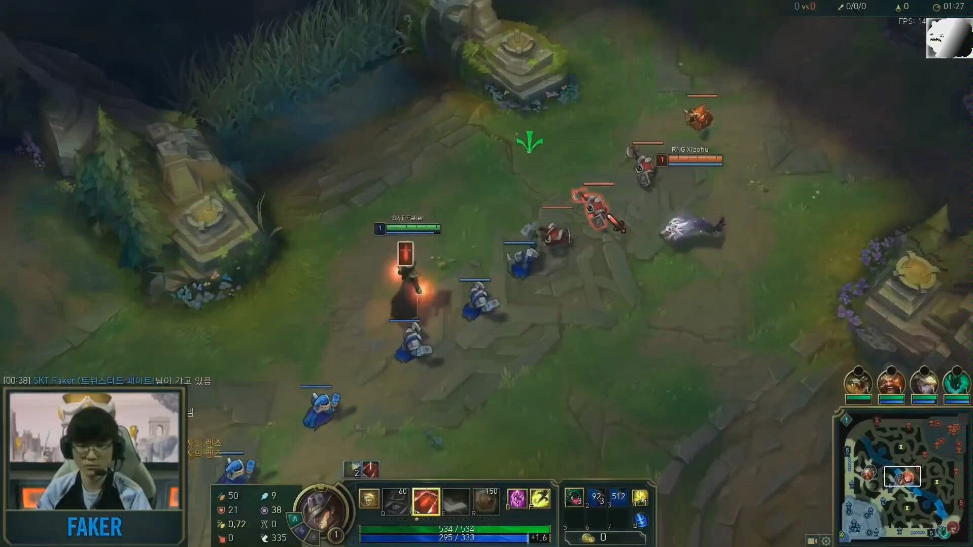 S9世界赛小组赛SKT vs RNG Faker单带翻盘第一视角，真滴强_哔哩哔哩_bilibili