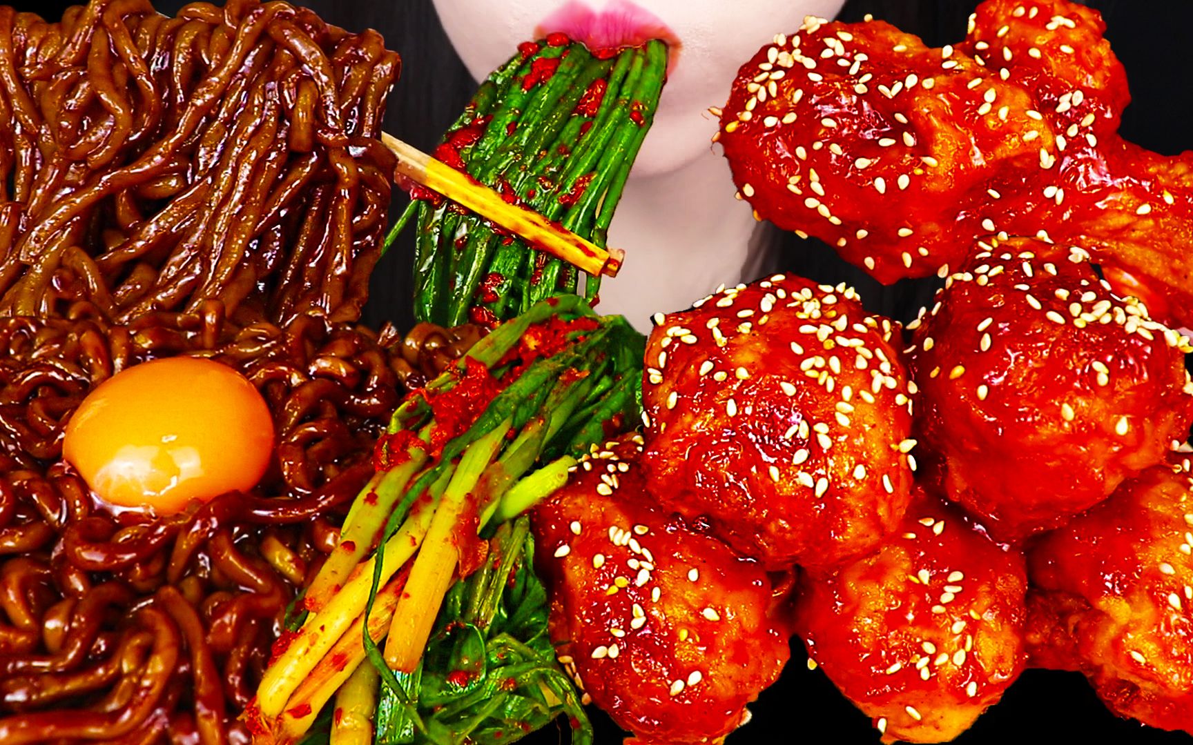 Jane ASMR FRIED CHICKEN AND NOODLES EATING-JaneASMR-JaneASMR-哔哩哔哩视频