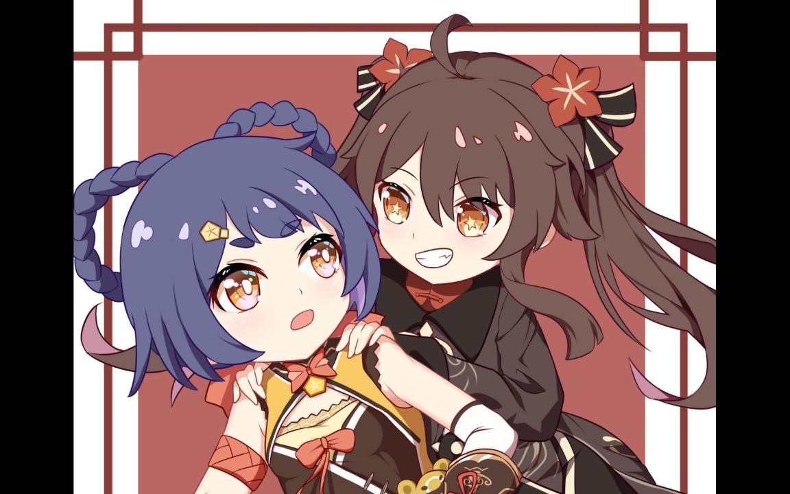 【pinksama大佬/7月份/胡桃与香菱贴贴】原神同人作品