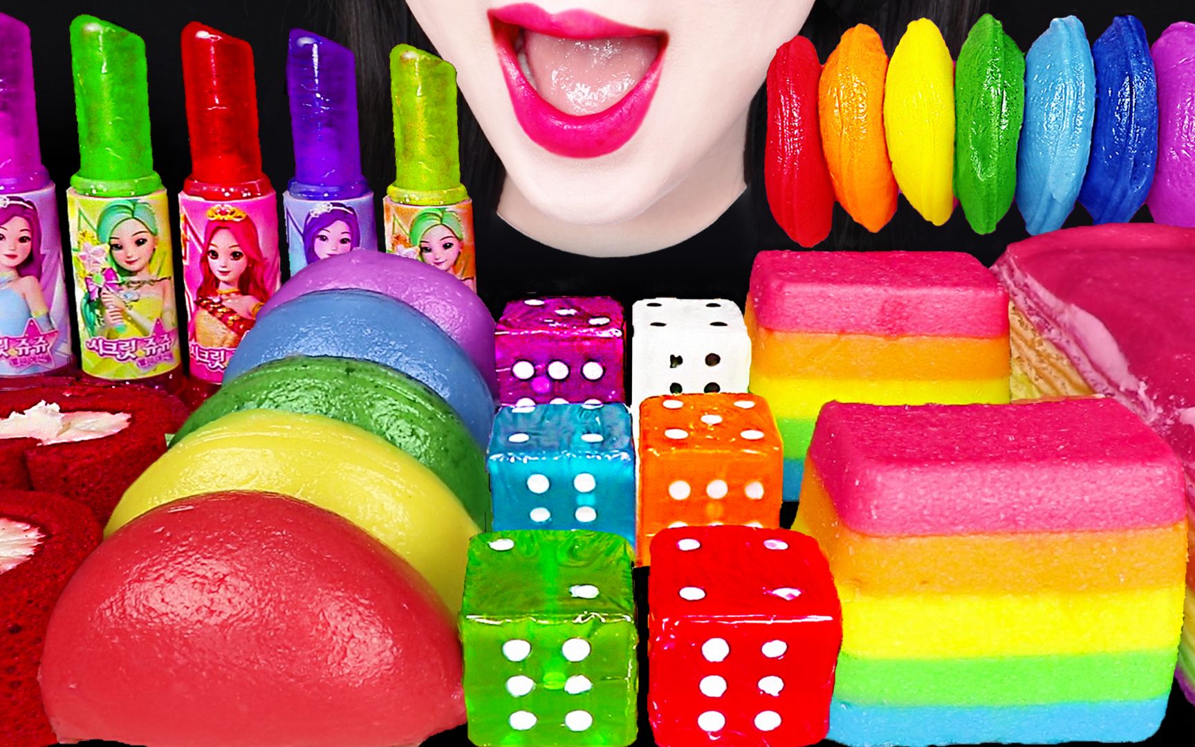 Jane ASMR RAINBOW MARSHMALLOW JELLY CANDY EATING-JaneASMR-JaneASMR-哔哩哔哩视频