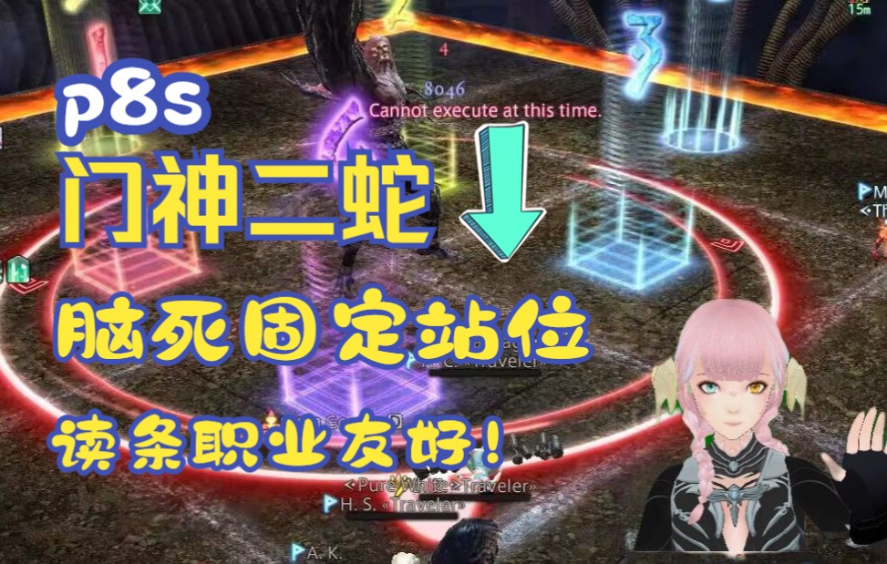 【FF14】p8s门神二蛇脑死读条职业友好固定站位-无需换位_哔哩哔哩bilibili_最终幻想14