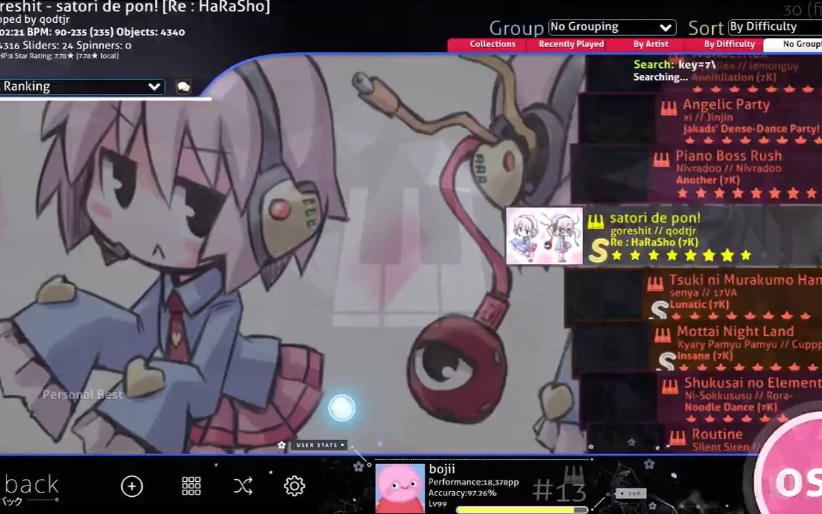 bojii - satori de pon! Re- HaRaSho 98.73% 941k_哔哩哔哩bilibili_OSU