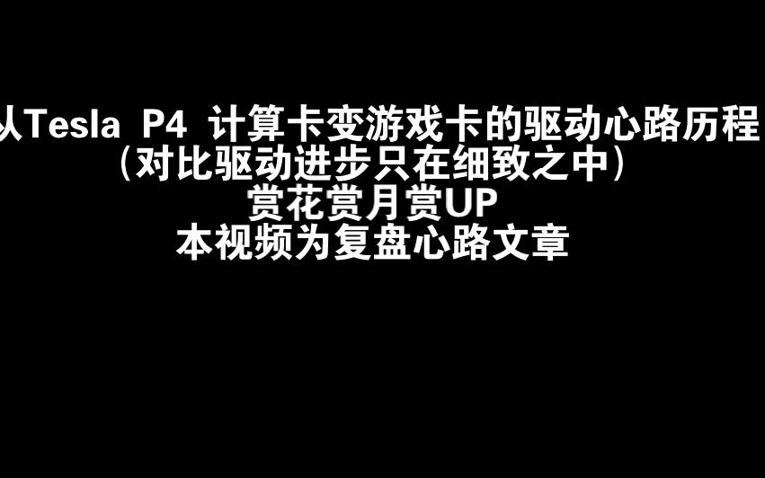 从Tesla P4 计算卡变游戏卡的驱动心路历程（对比驱动进步只在细致之中）赏花赏月赏UP主 - 视频下载 Video Downloader