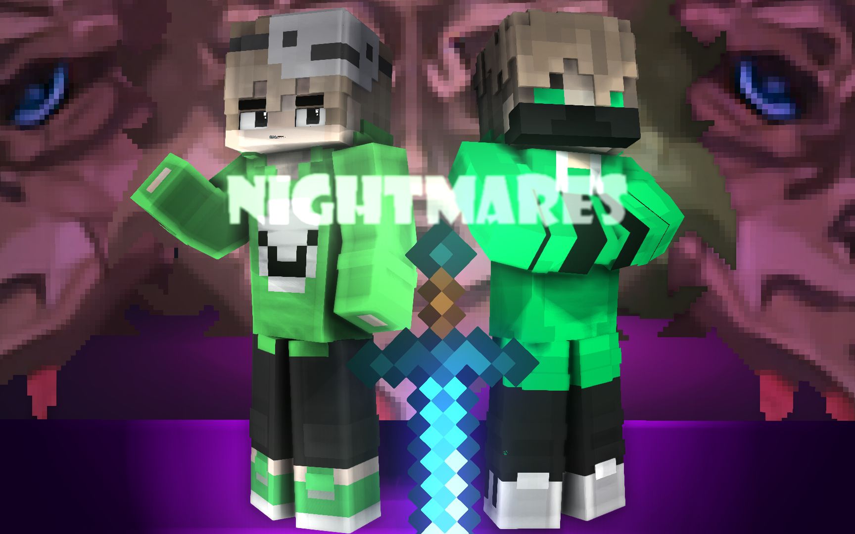 【CuteAllen】Minecraft动画 ''Nightmares(梦魇)'' Dream vs Nightmare_哔哩哔哩_bilibili