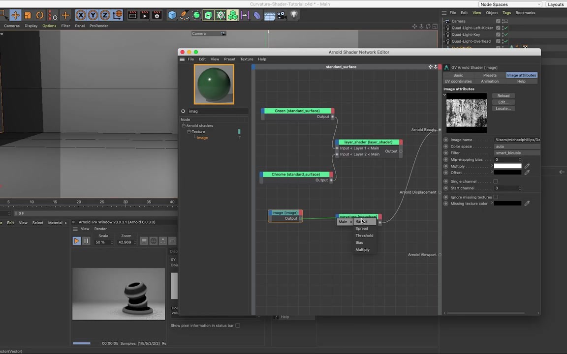 Cinema 4D Arnold阿诺德-混合材质，又学多一个curvature节点 - 视频下载 Video Downloader