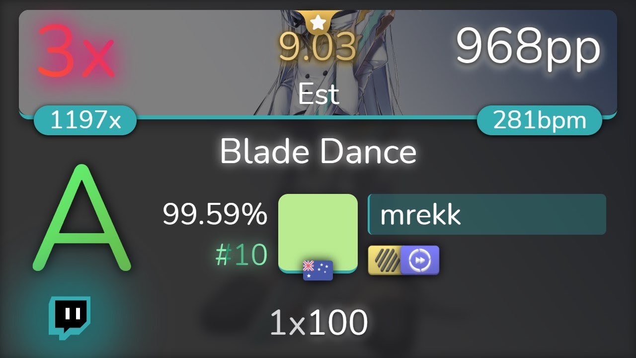 [9.03⭐Live] mrekk | Terminus Est - Blade Dance [Est] +HDDT 99.59% {#10 ...