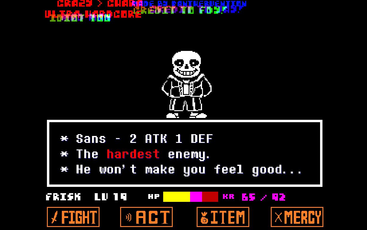 fdy的hard sans超难魔改版HARD MODE一阶段 莽到第七回合_哔哩哔哩_bilibili