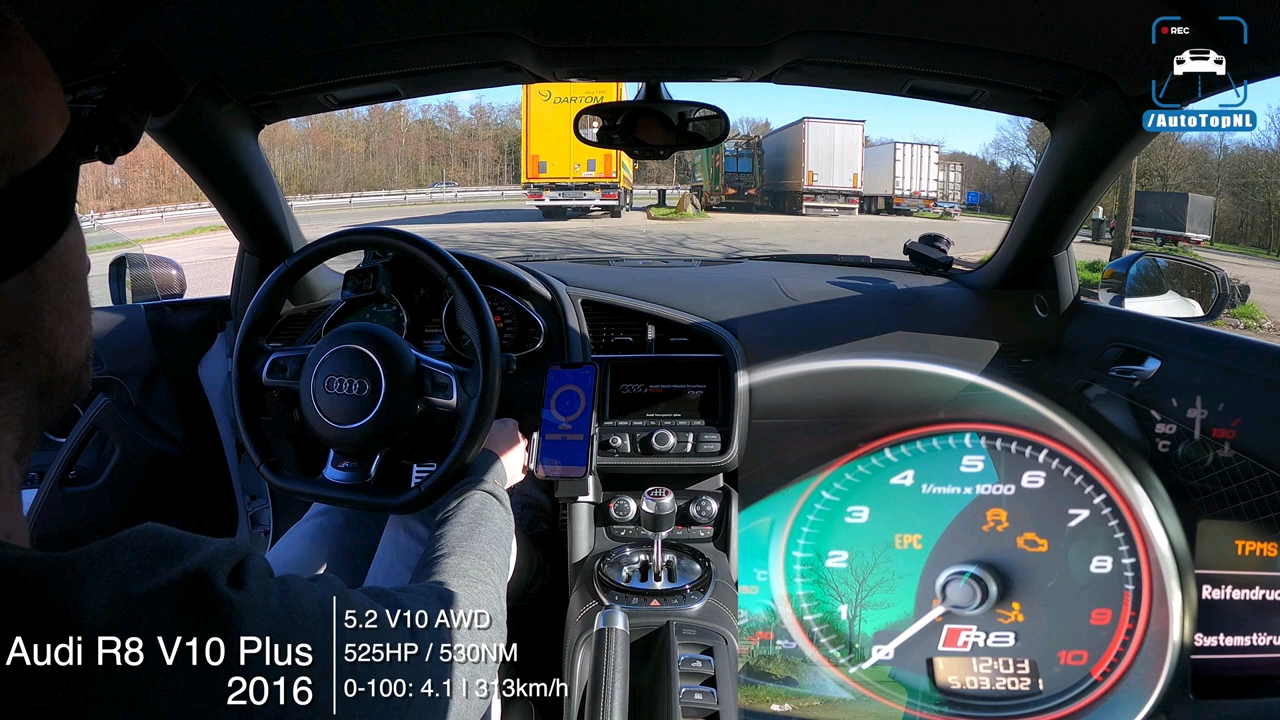 奧迪 R8 V10 *MANUAL* 312km/h 第一視角 無限速高速 高速駕駛 by AutoTopNL_哔哩哔哩_bilibili