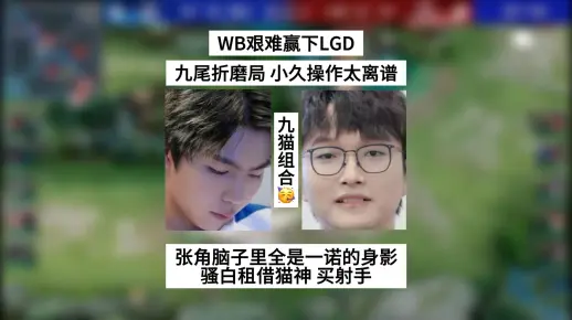 WB艰难赢下LGD，九尾折磨局！小久太离谱，张角脑子里全是一诺的身影，骚白要租借猫神，买射手才有出路_游戏热门视频