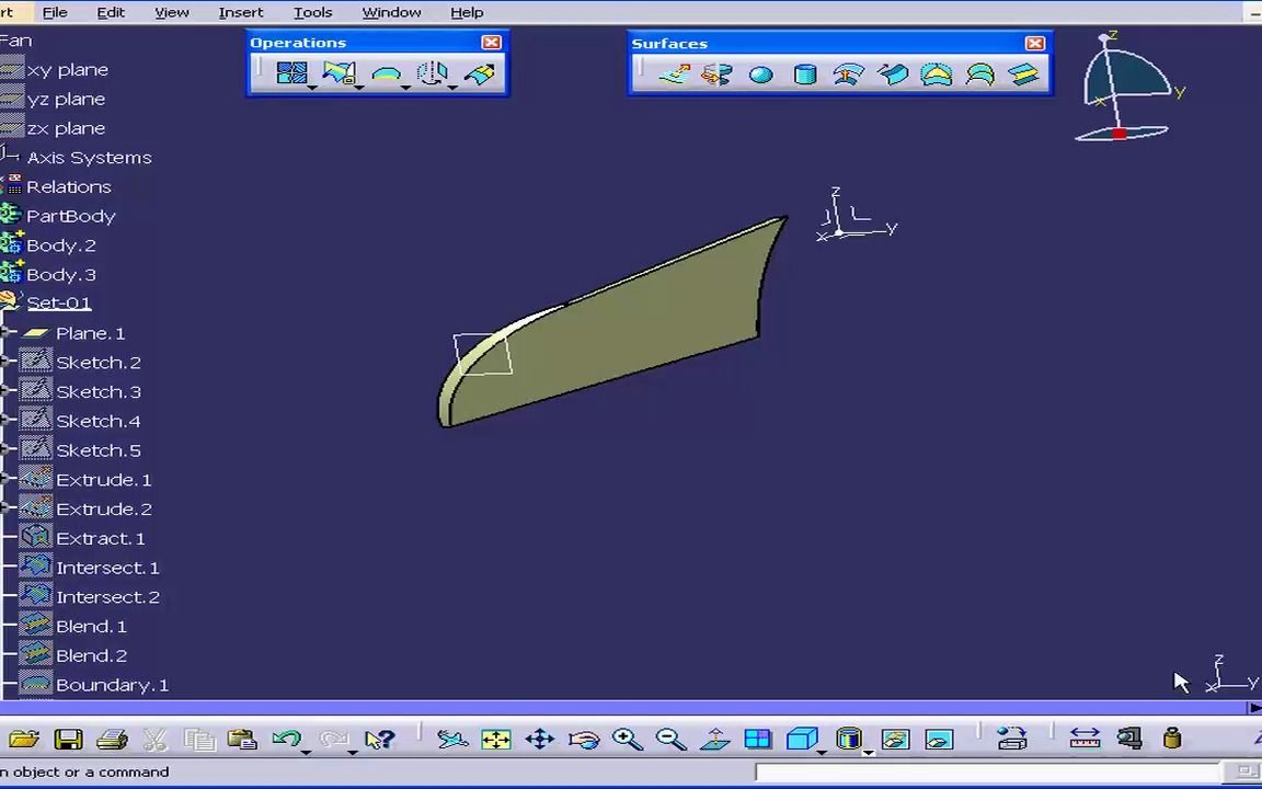 01-159 CATIA v5 TUTORIAL surface design ( Fan Project III )_哔哩哔哩_bilibili