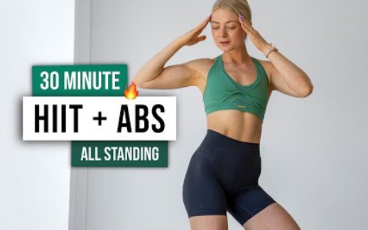 【growingannanas】30分钟站立HIIT＋腹肌雕刻训练_哔哩哔哩_bilibili