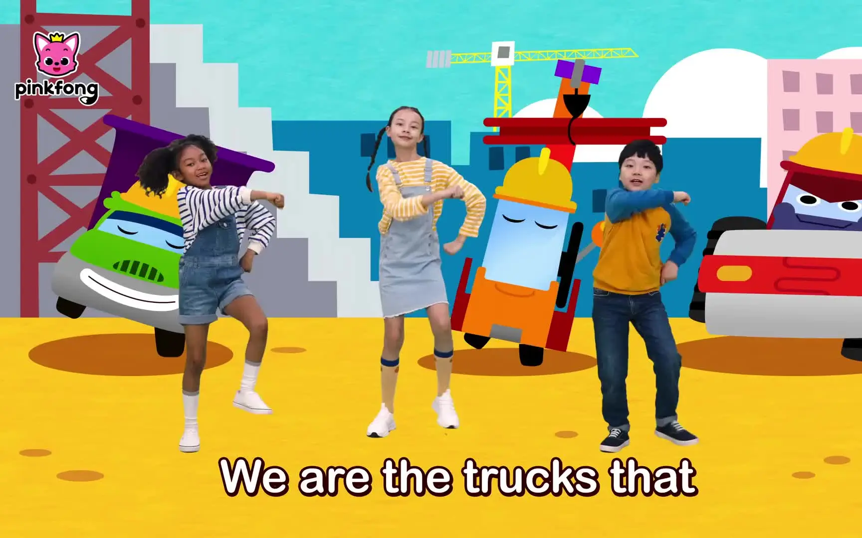 4K Giant Truck Team Excavator Bulldozer Mixer Truck Dance Along ...