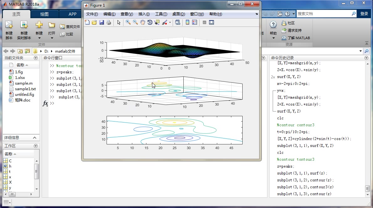 【MATLAB】20.等值线-contour和contour3_哔哩哔哩_bilibili