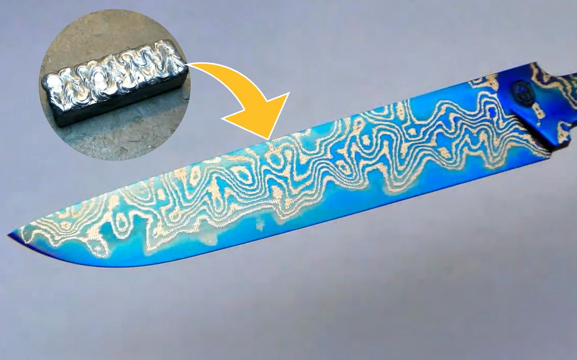 羽毛纹大马士革精灵刀｜Harpia Knife Making Elven Knife Feather Damascus【作者：Harpia ...