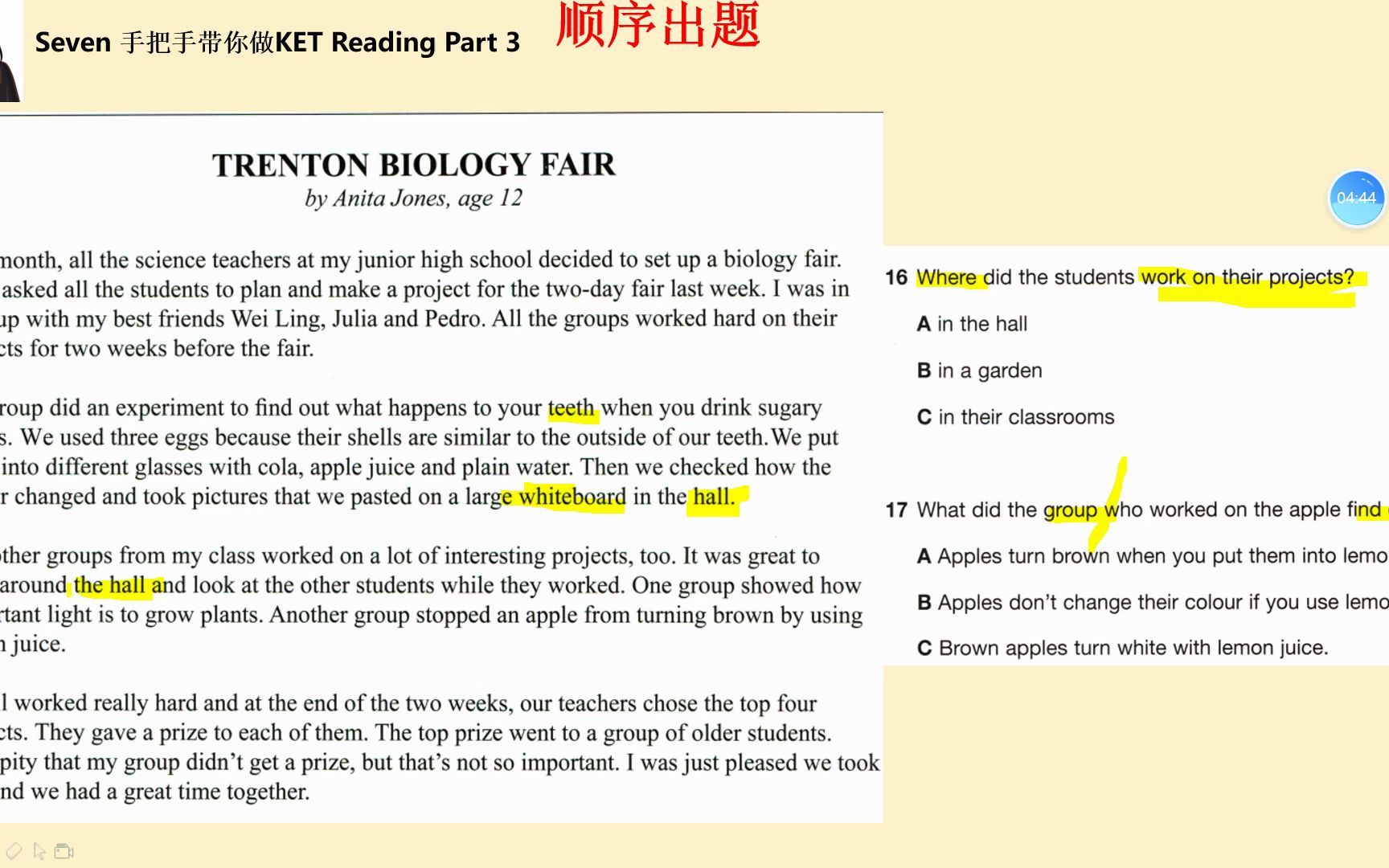 Seven手把手教你做KET Reading Part 3-bilibili(B站)无水印视频解析——YIUIOS易柚斯