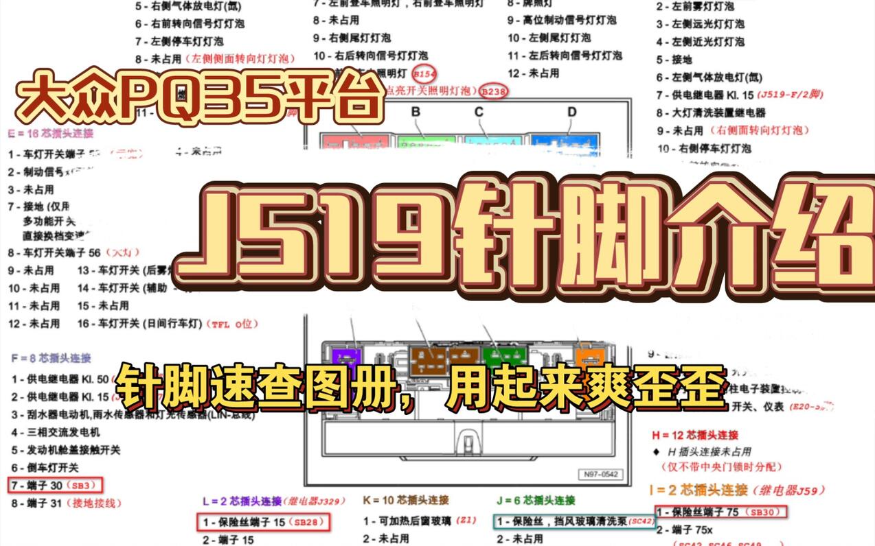 【腾】大众PQ35平台，J519针脚介绍，老速腾j519控制单元BSG - 哔哩哔哩